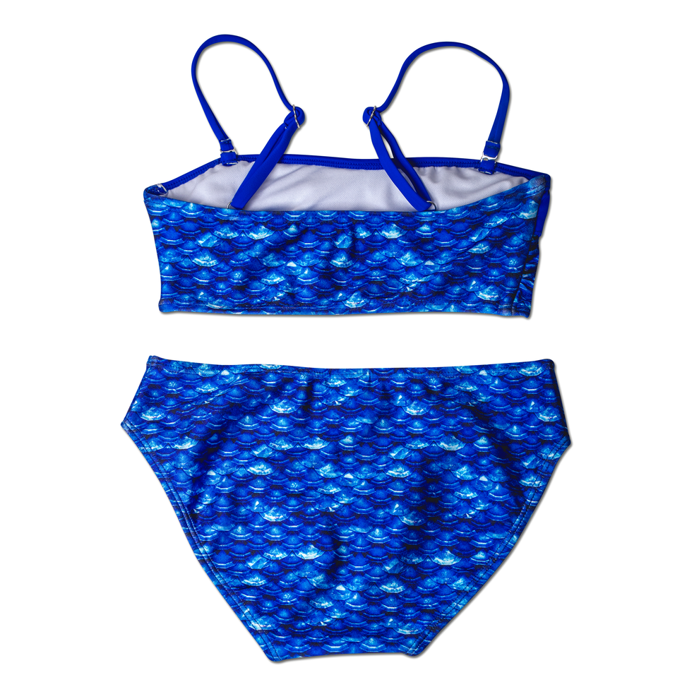 Girls' Arctic Blue Bandeau Bikini Top & Bottom Set – Fin Fun Mermaid