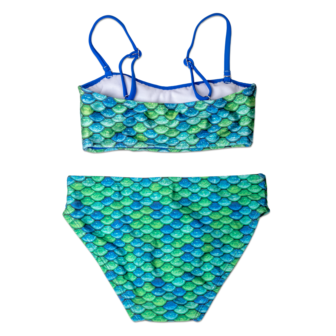 Girls' Aussie Green Bandeau Bikini Top & Bottom Set – Fin Fun Mermaid