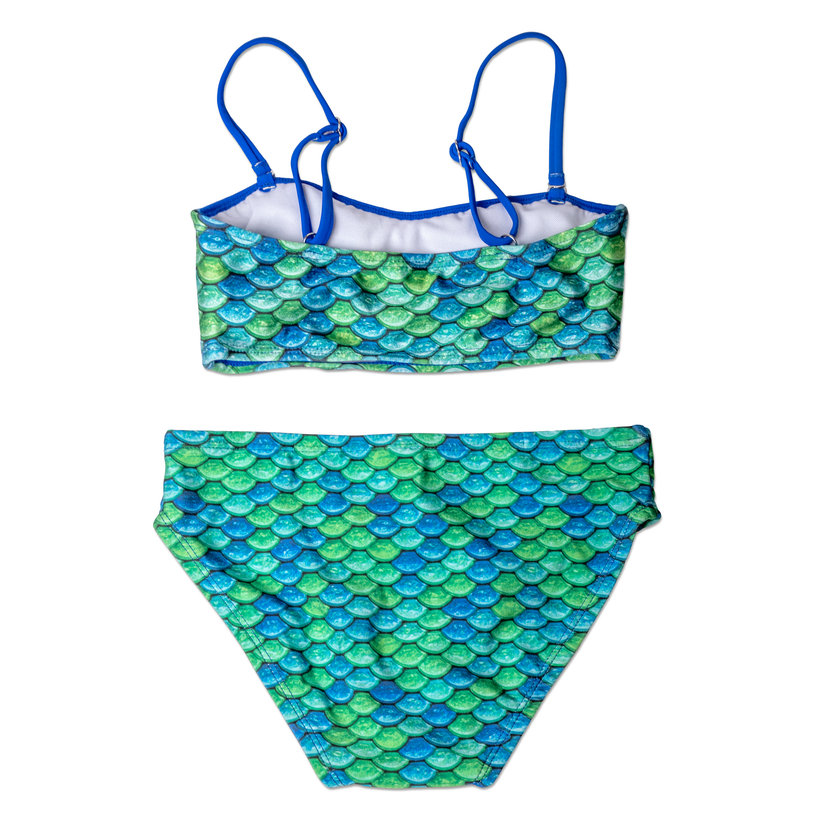 Girls' Aussie Green Bandeau Bikini Top & Bottom Set – Fin Fun Mermaid
