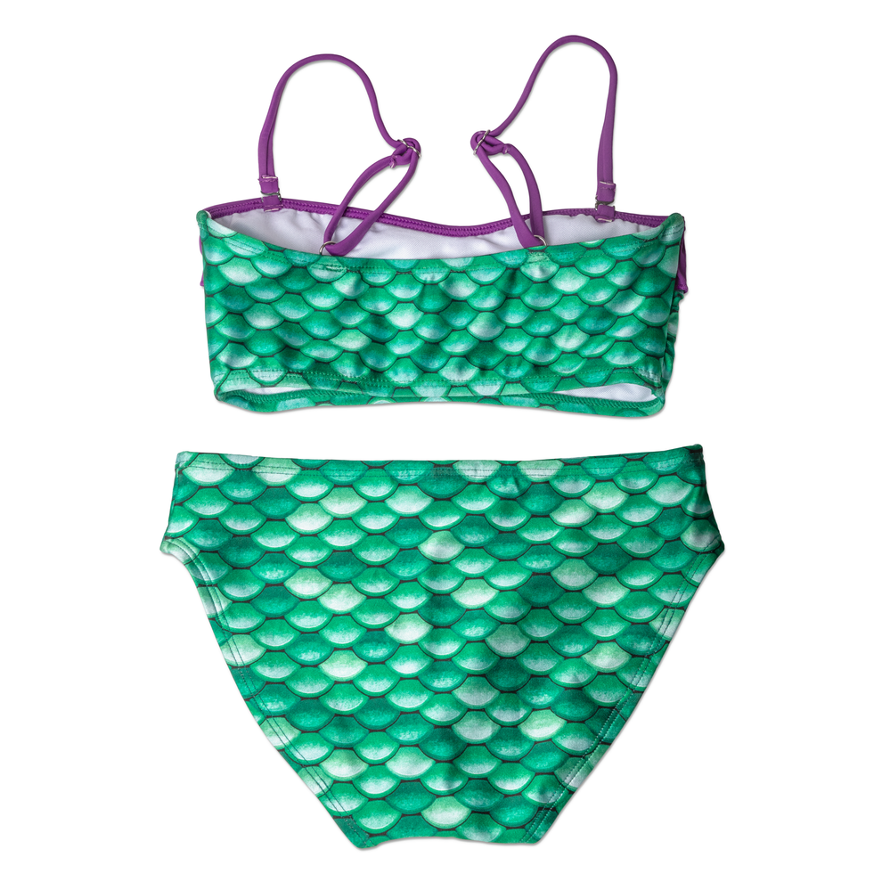Girls' Celtic Green Bandeau Bikini Top & Bottom Set – Fin Fun Mermaid