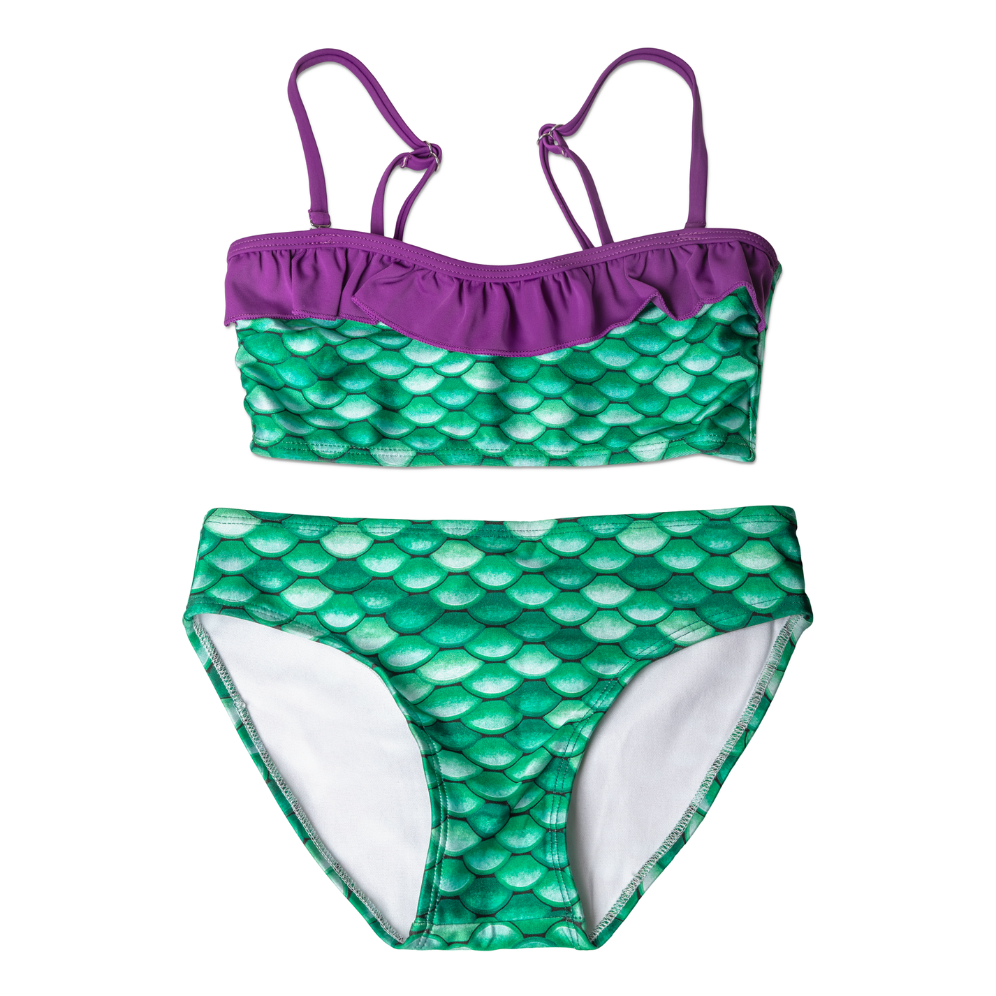 Girls' Celtic Green Bandeau Bikini Top & Bottom Set – Fin Fun Mermaid
