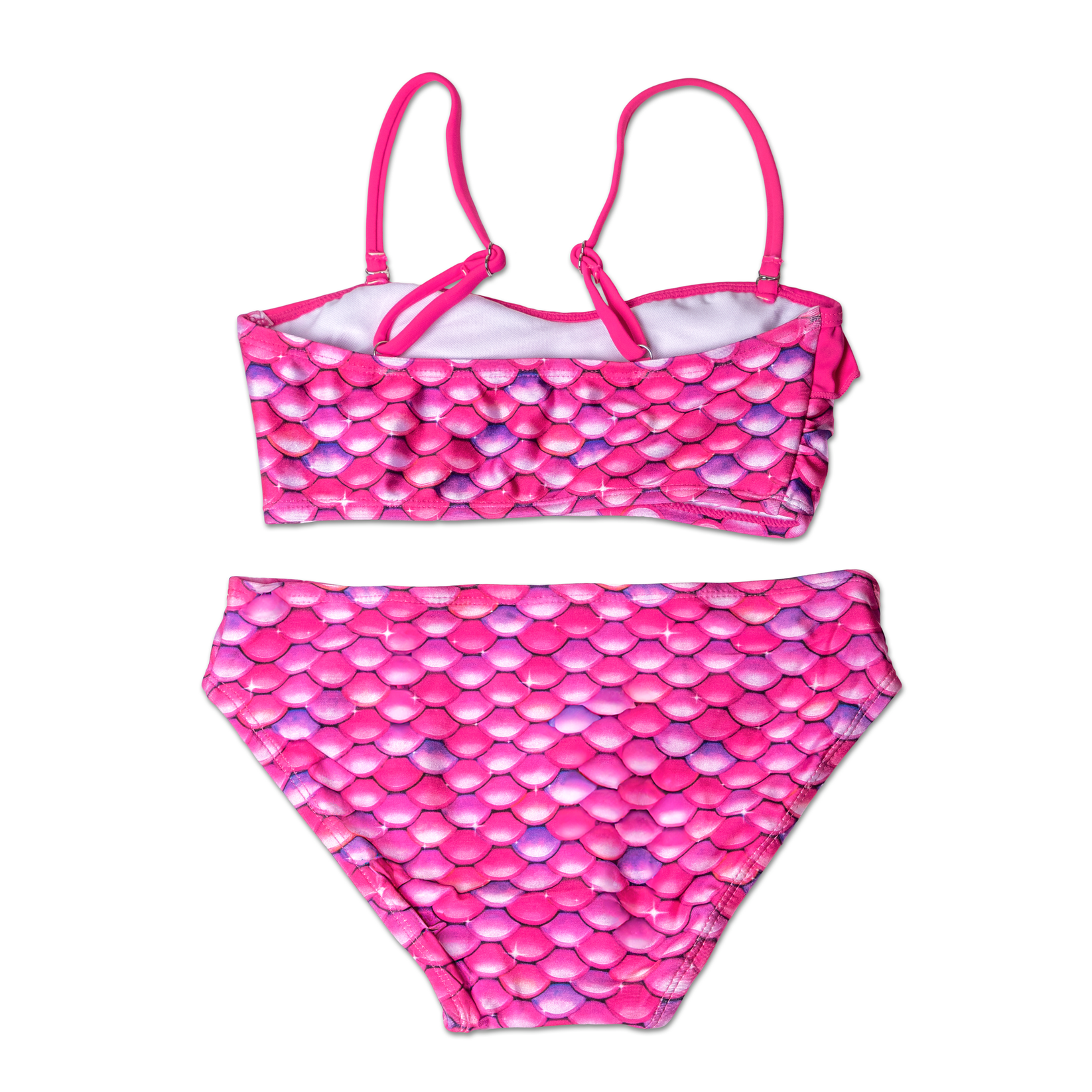 Girls' Malibu Pink Bandeau Bikini Top & Bottom Set – Fin Fun Mermaid