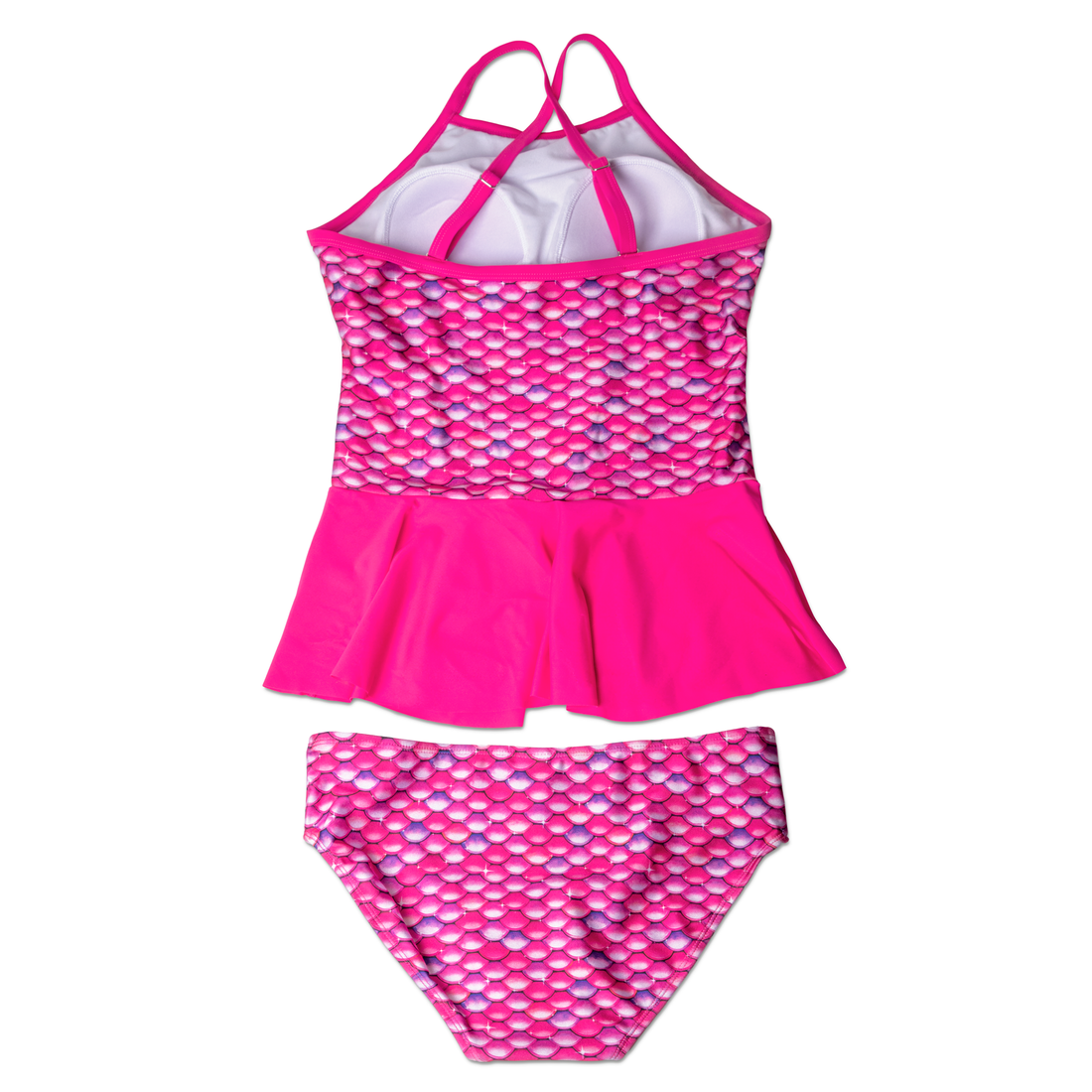 Women's Malibu Pink Peplum Tankini Top & Bottom Set – Fin Fun Mermaid