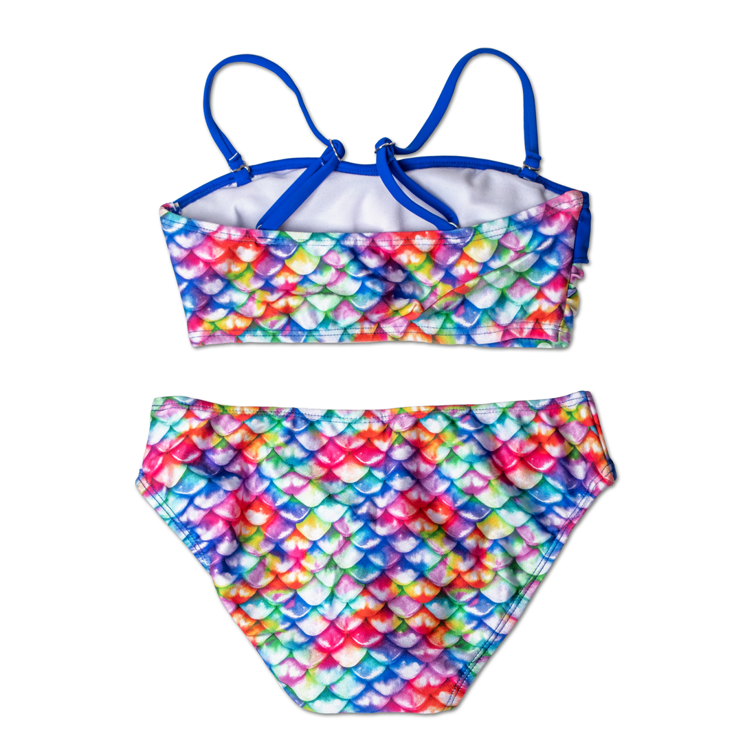 Girls' Rainbow Reef Bandeau Bikini Top & Bottom Set – Fin Fun Mermaid