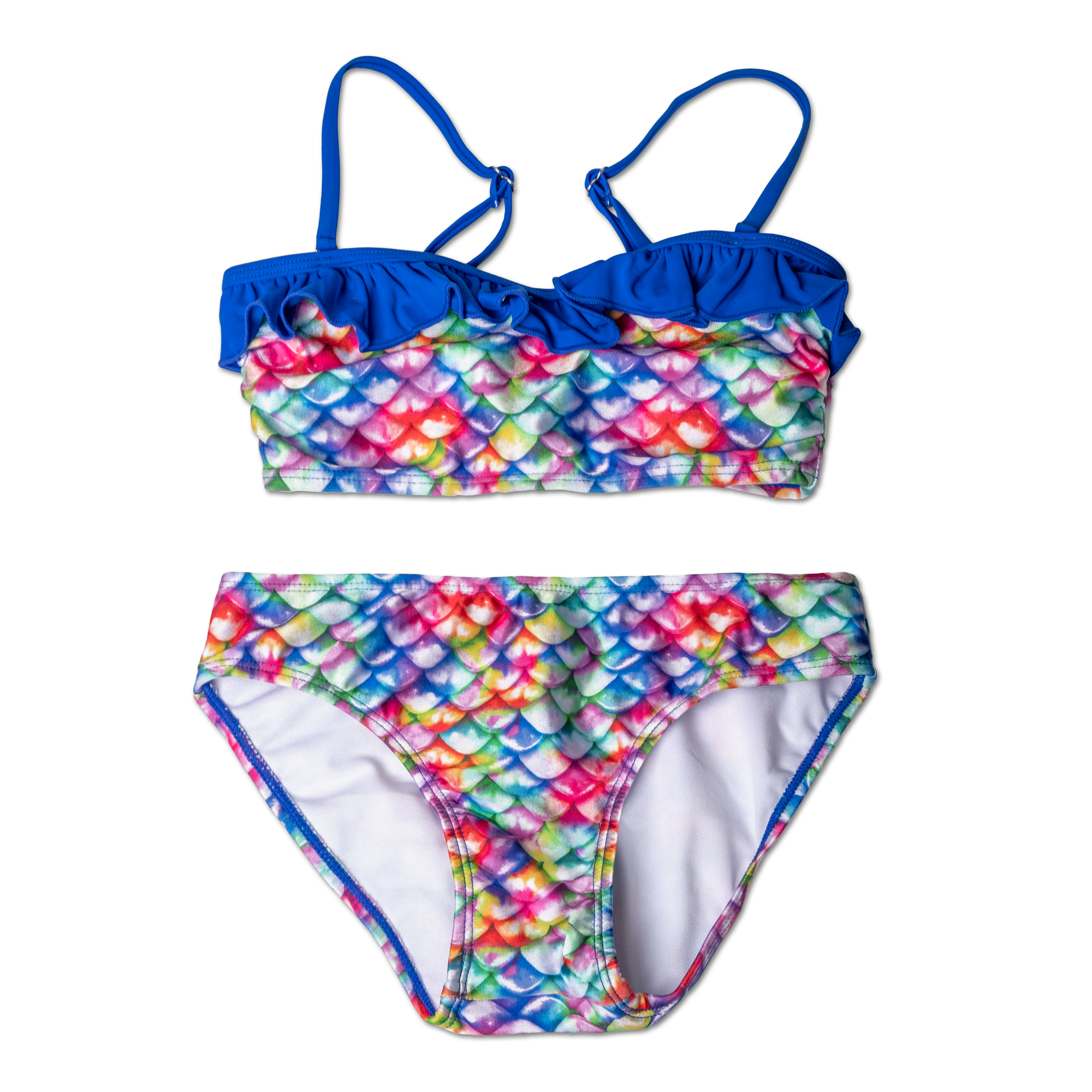 Girls Rainbow Reef Bandeau Bikini Top Bottom Set Fin Fun Mermaid Girls Rainbow Reef Bandeau Bikini Top Bottom Set Fin Fun Mermaid
