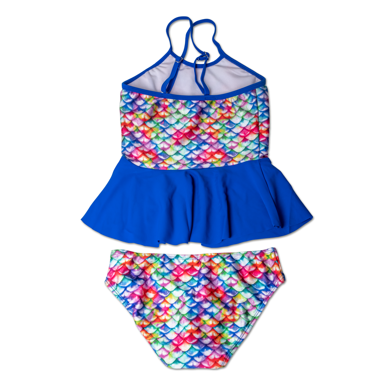 Girls' Rainbow Reef Peplum Tankini Top & Bottom Set – Fin Fun Mermaid